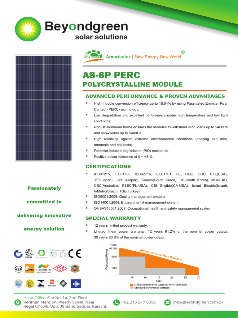 Ameri Solar PERC Module Overview | PDF | Electricity | Electrical ...