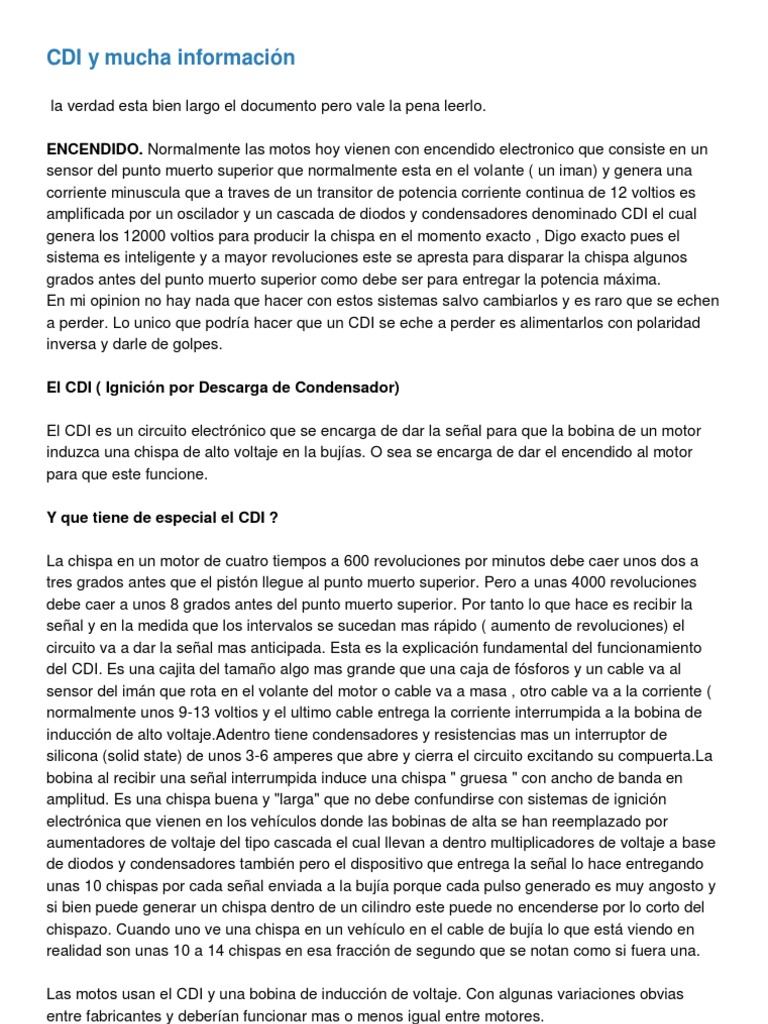CDI y Mucha Información | PDF | Inductor | Corriente eléctrica