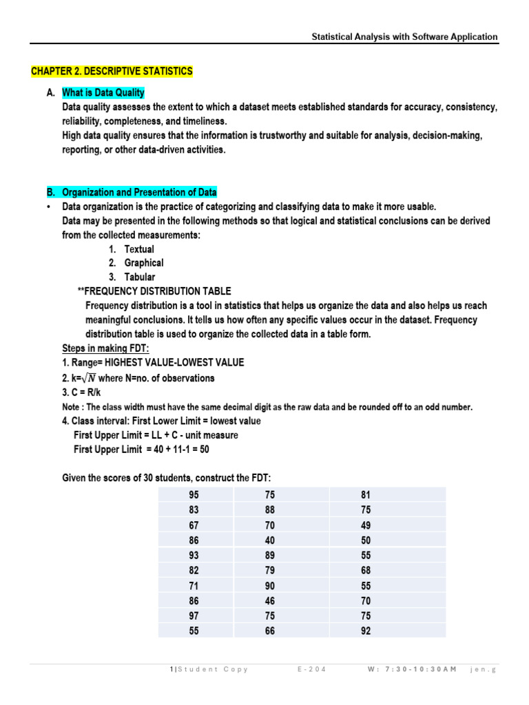 CABM Students Copy Ch2. Inititial Data Analysis Descriptive Statistics | PDF | Mode (Statistics ...