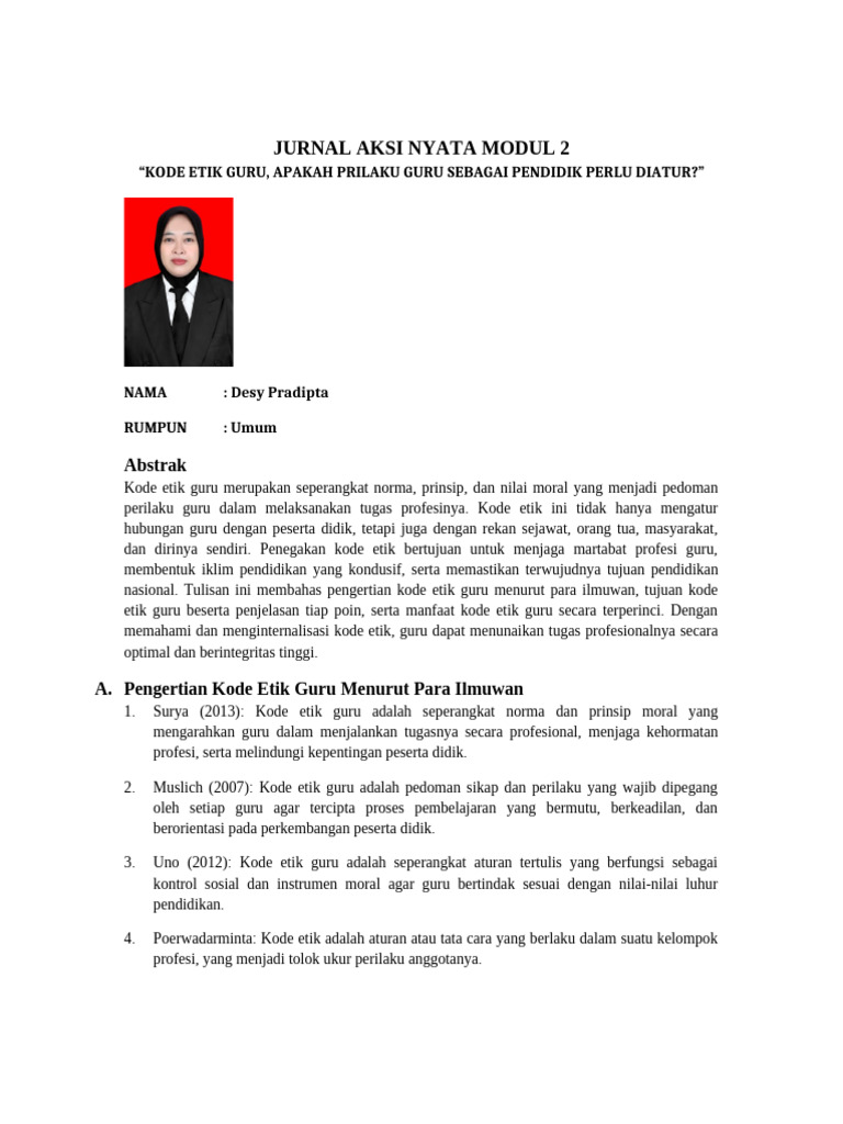 Desy Pradipta - 06244882528007 - KodeEtikGuru, ApakahPrilakuGuruSebagaiPendidikPerluDiatur | PDF