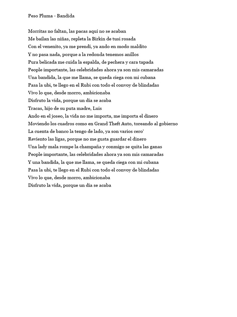 Peso Pluma Letra | PDF