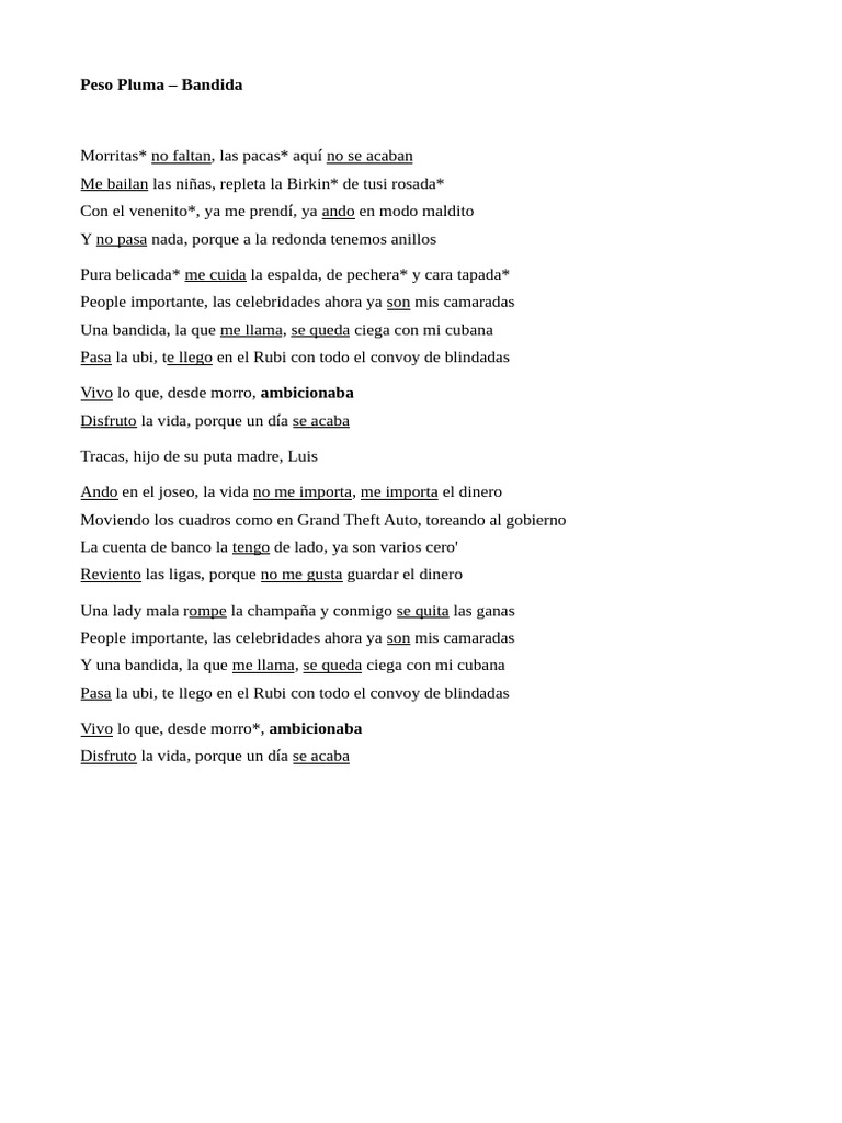 Peso Pluma Letra | PDF