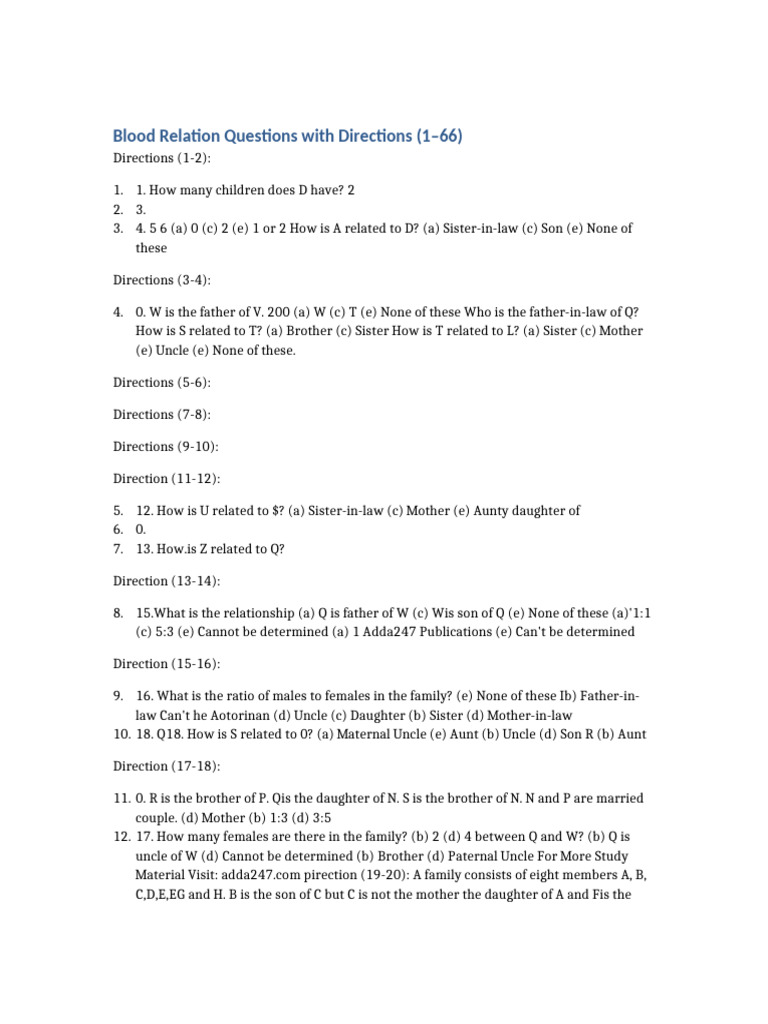 Blood Relation Questions All Cleaned | PDF | Integrated Truss Structure ...