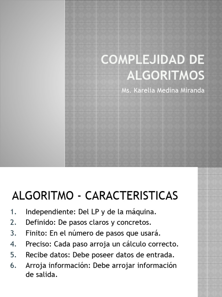 Complejidad de Algoritmos | PDF | Teoría de la complejidad ...