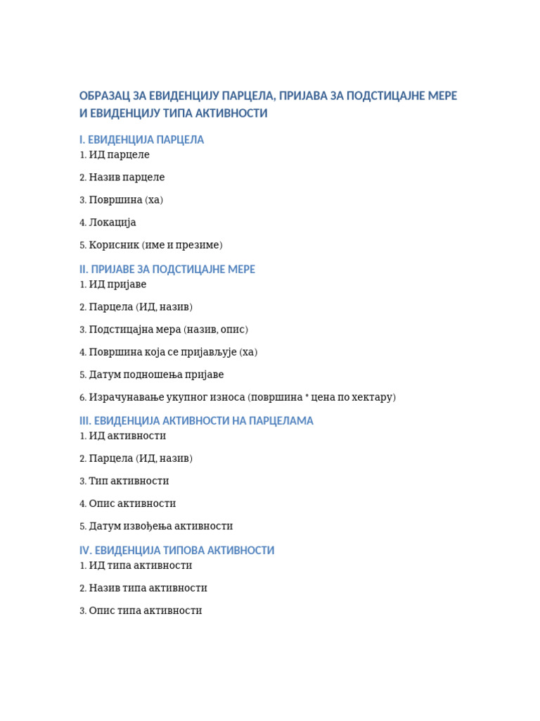 Eagrar Evidencija Obrazac | PDF