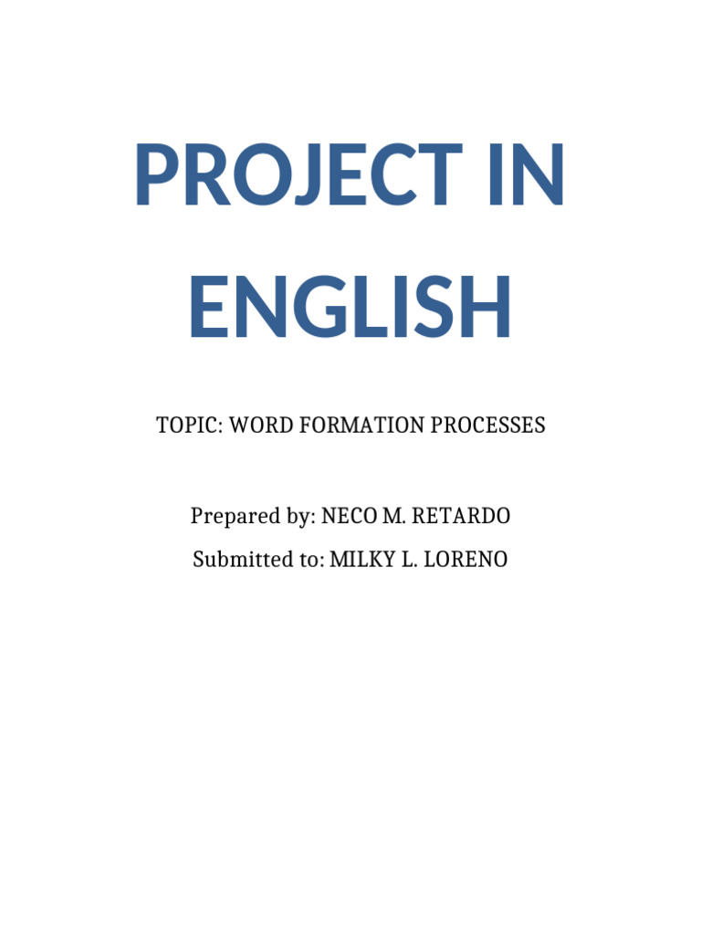 Word Formation Project V2 | PDF