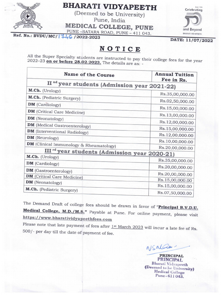Super Specialty Fee Notice 150722 | PDF
