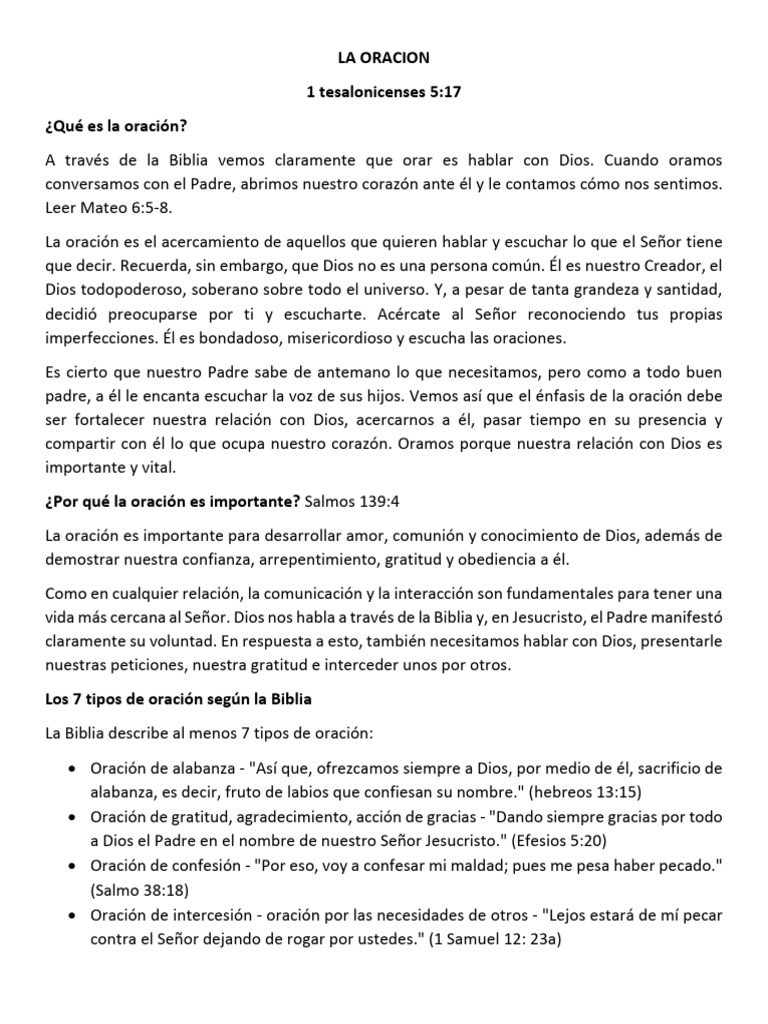 La Oracion | PDF | Oración | Jesús