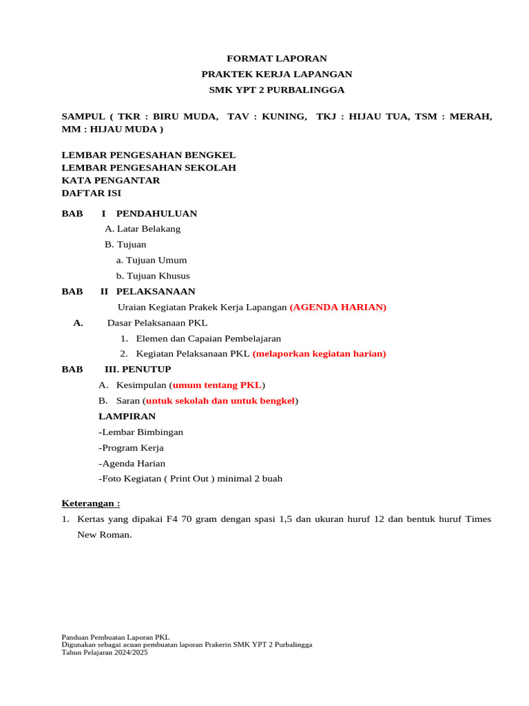 Format Laporan PKL 2 yang | PDF