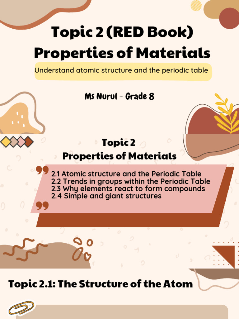 2526 - Grade 8 - Properties of Materials - Topic 1 - Term 1 | PDF ...