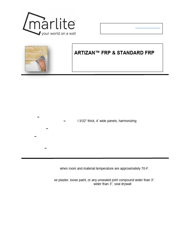 Marlite FRP Installation Guidelines | PDF | Silicone | Drywall