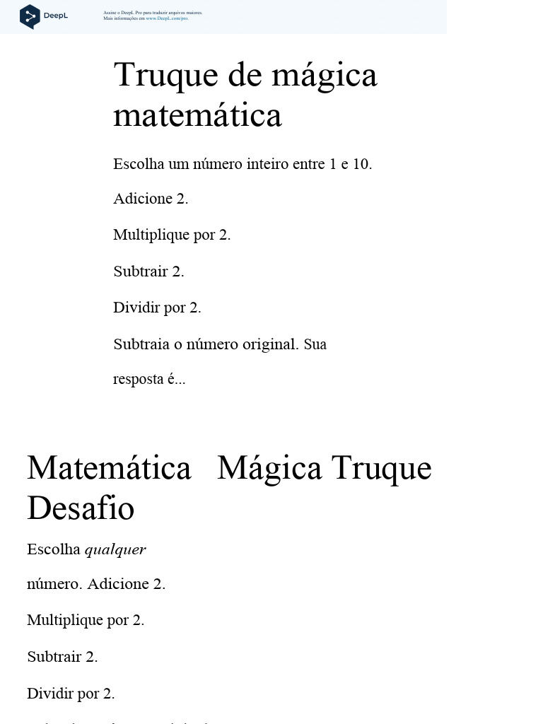 Math Magic Trick Slides Pt BR | PDF