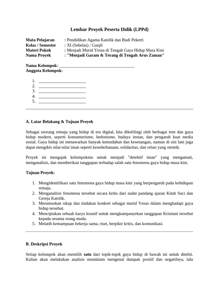 LKPD Gaya Hidup | PDF