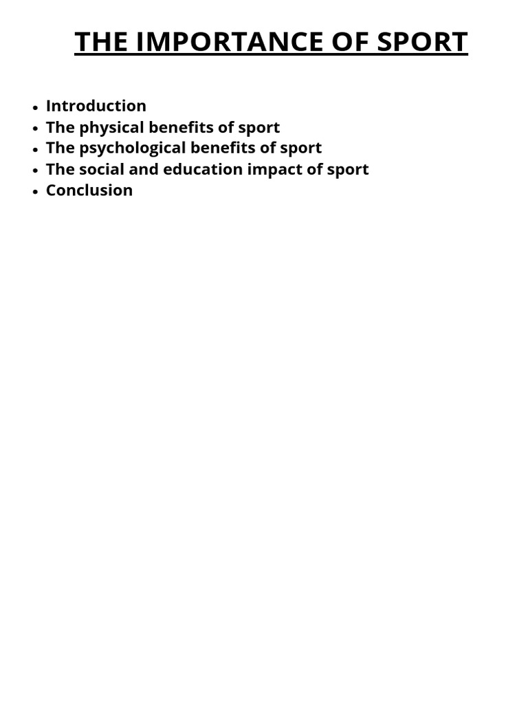 The Importance of Sport | PDF | Physical Fitness | Psychological Concepts