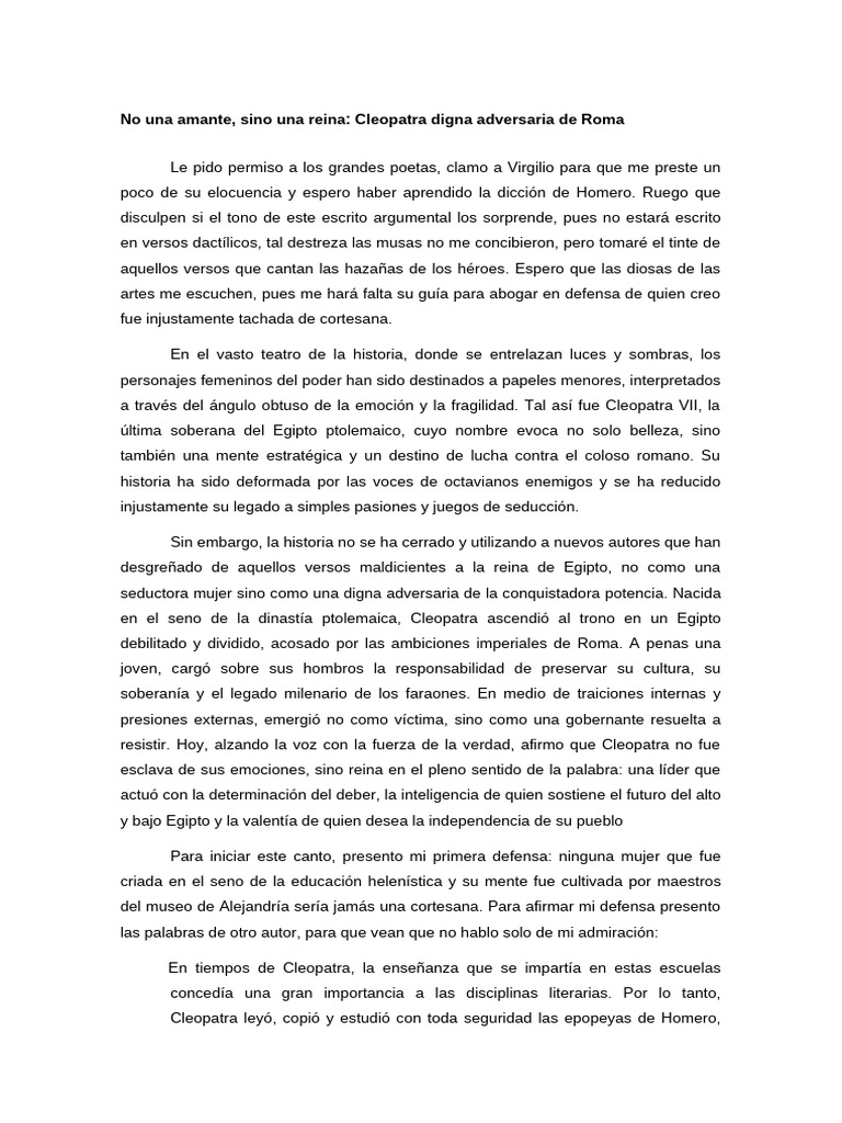 Cleopatra: Reina y Estratega de Egipto | PDF | Cleopatra | Augusto