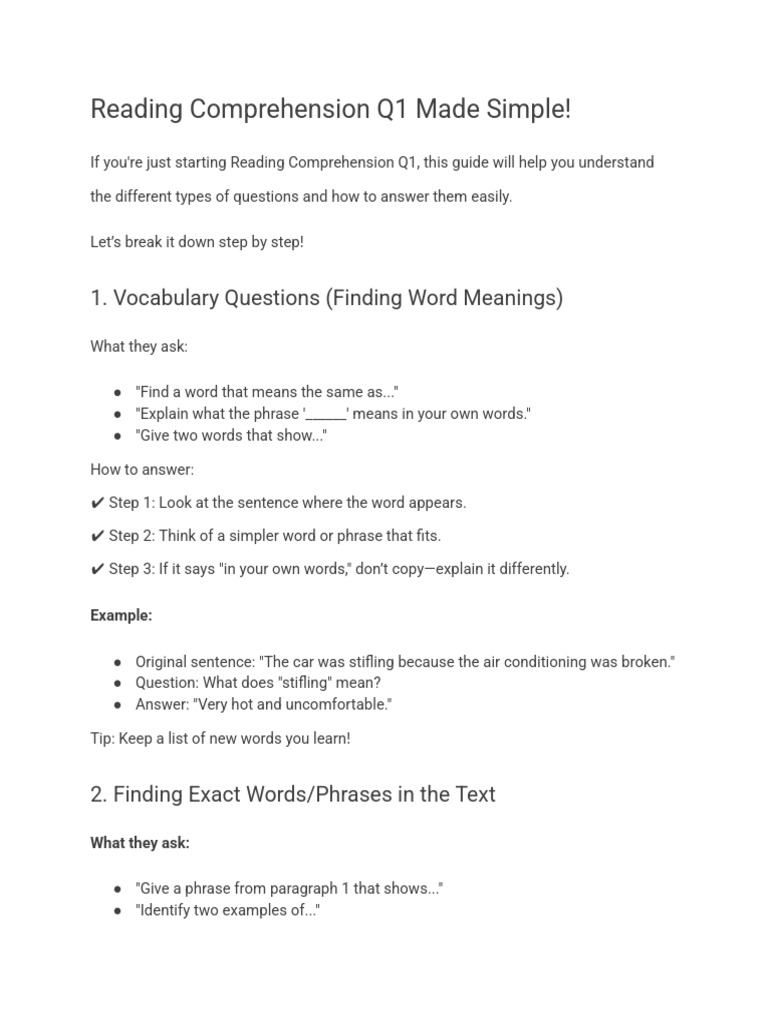 Mastering O Level Comprehension Q1 | PDF | Reading Comprehension