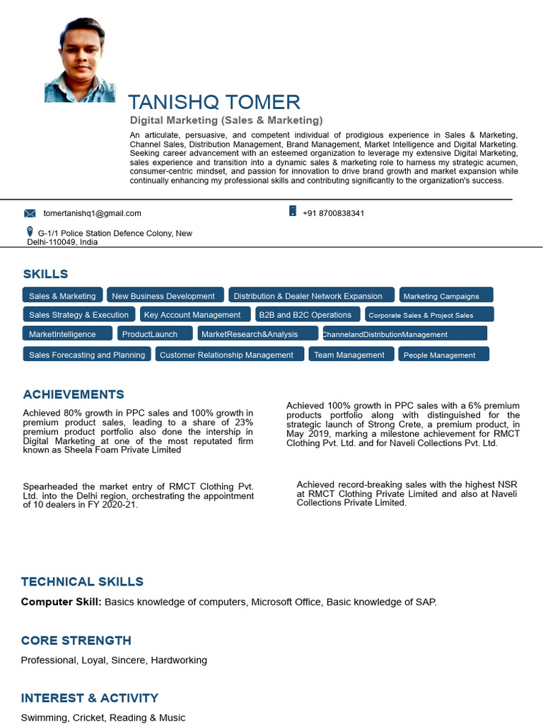 Tanishq Tomer Resume PDF | PDF | Marketing | Digital Marketing
