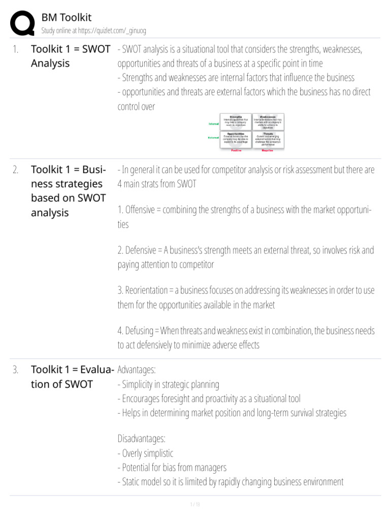 BM Toolkit | PDF | Swot Analysis | Risk