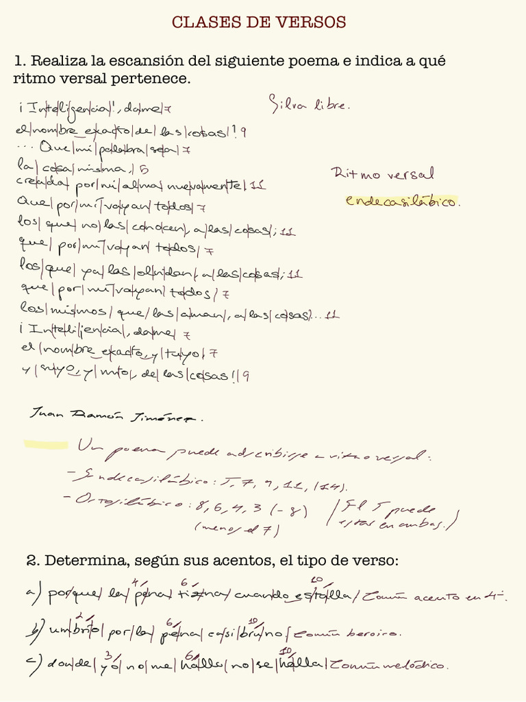 Clases de Versos | PDF
