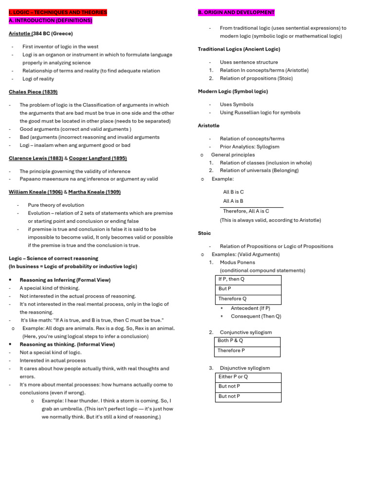 LOGIC - NOTES | PDF | Logic | Logical Consequence