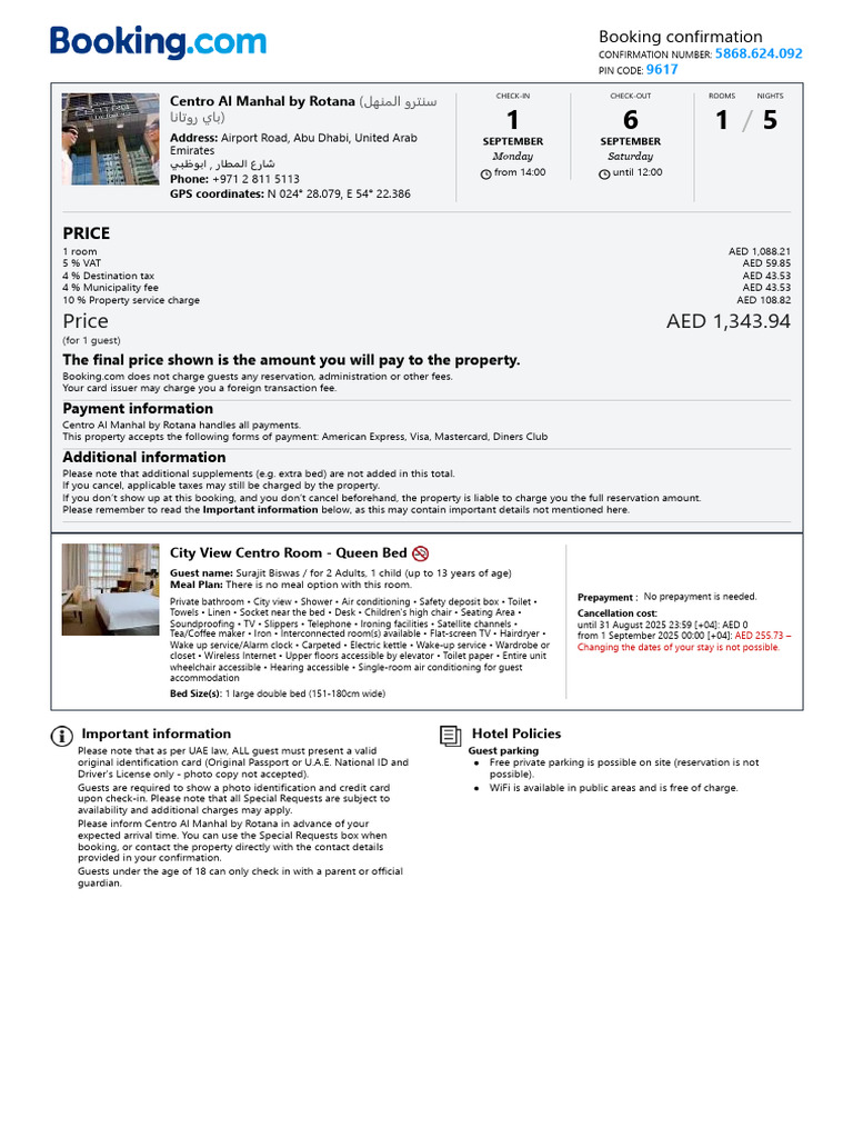 Dummy Hotel Booking - Surajit | PDF | Fee | Identity Document