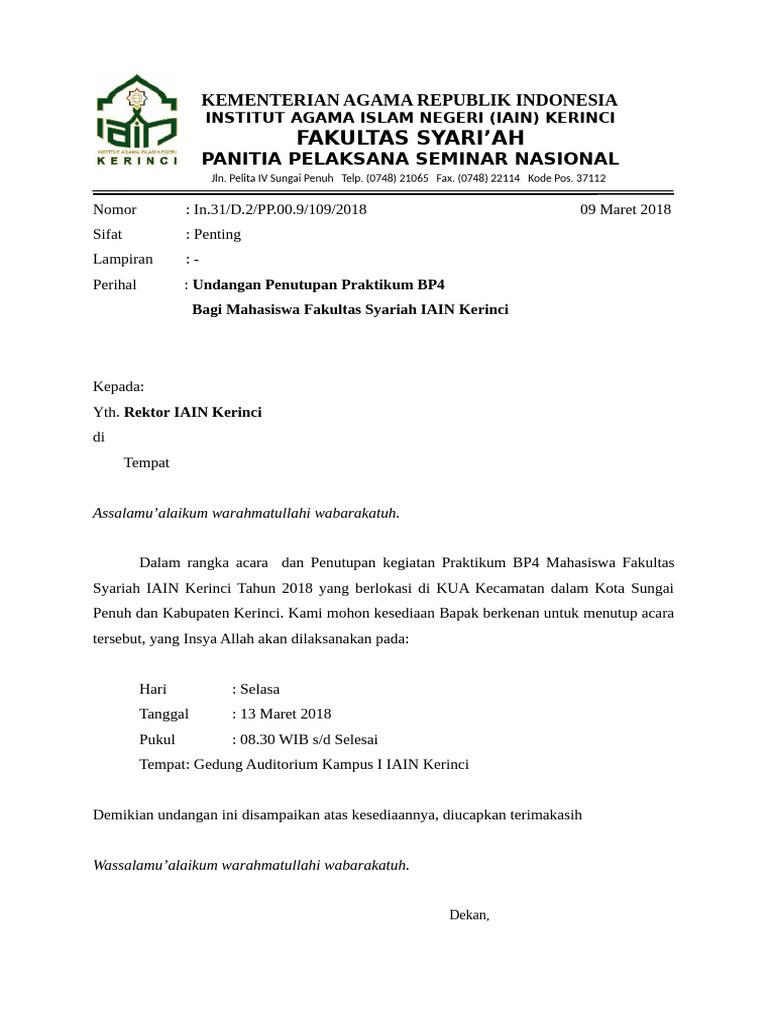 Surat Undangan Rektor Untuk Membuka Acara Lomba Debat Hukum | PDF