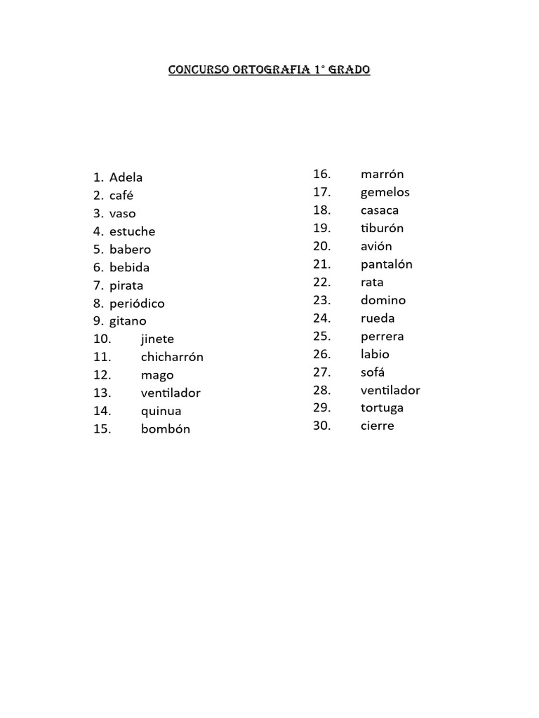 Concurso Ortografia 1° Grado | PDF