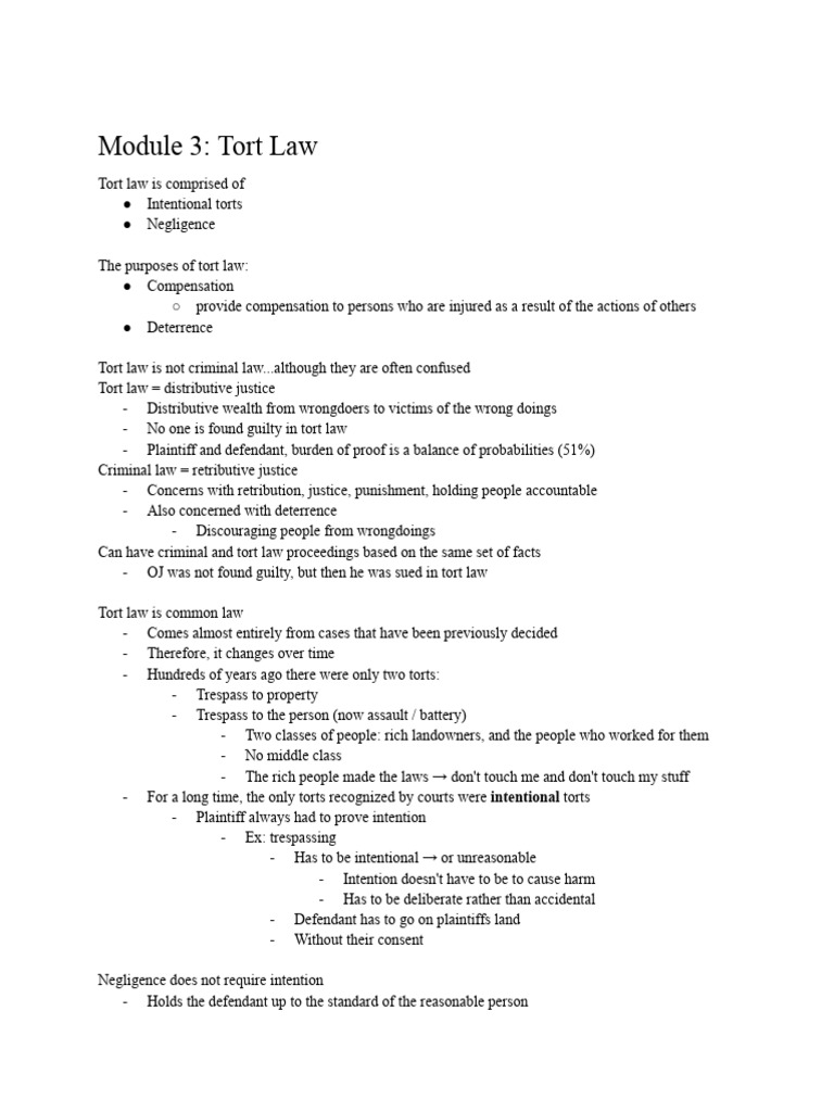 Module 3_ Tort Law | PDF | Negligence | Law Of Agency