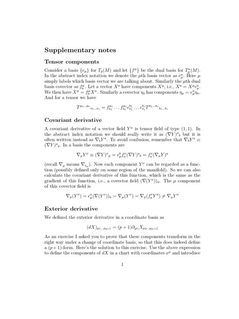 supplementary_notes | PDF | Tensor | Applied Mathematics