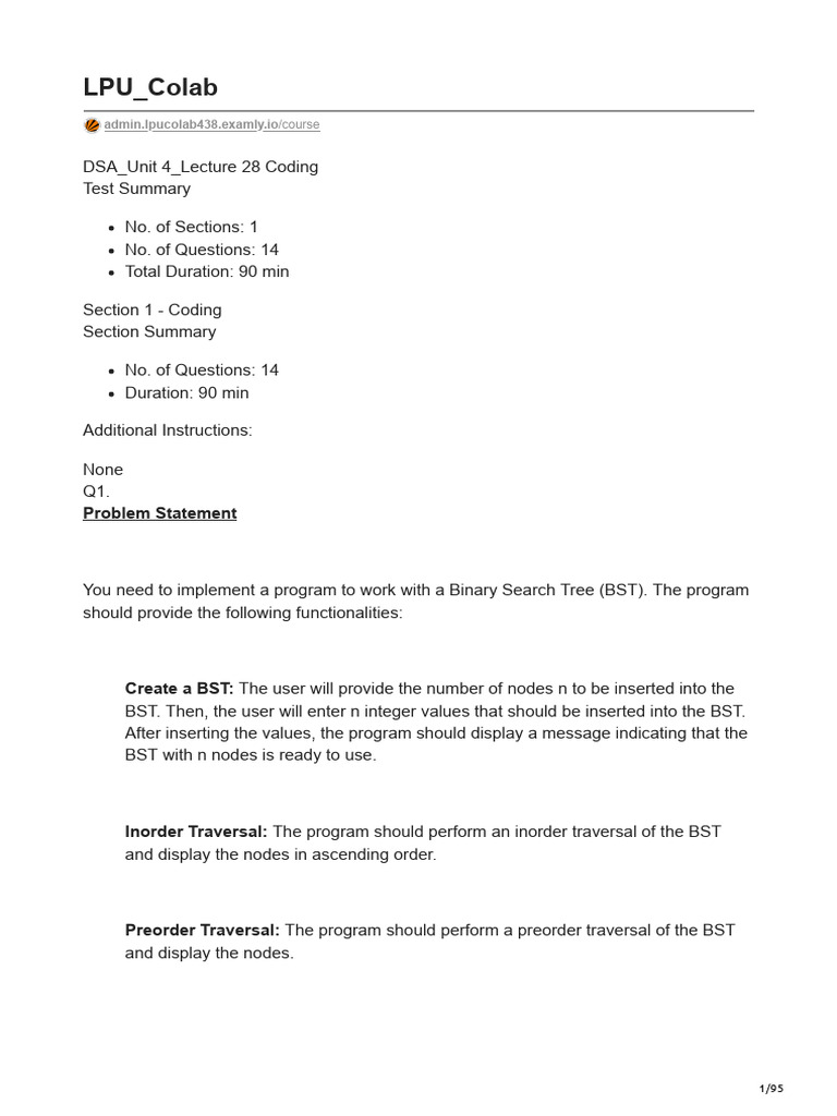 DSA - Unit 4 - Lecture 28 Coding | PDF | Algorithms And Data Structures | Computer Programming
