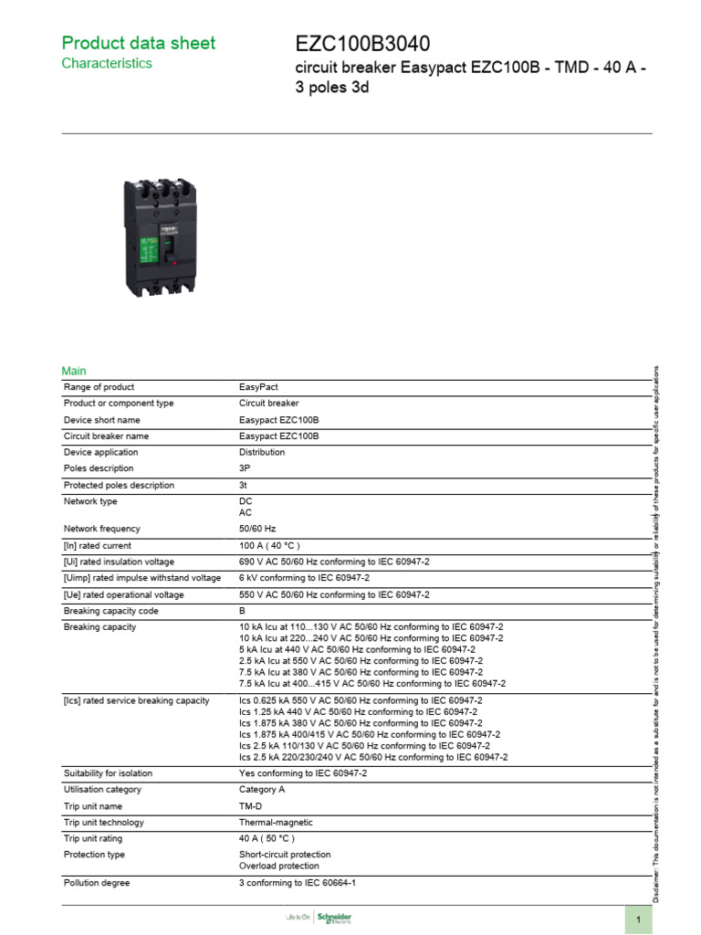 EasyPact EZC - EZC100B3040 | PDF | Alternating Current | Electric Power ...