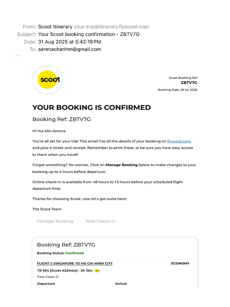 Your Scoot Booking Confirmation - ZBTV7G | PDF | Aircraft | Aviation