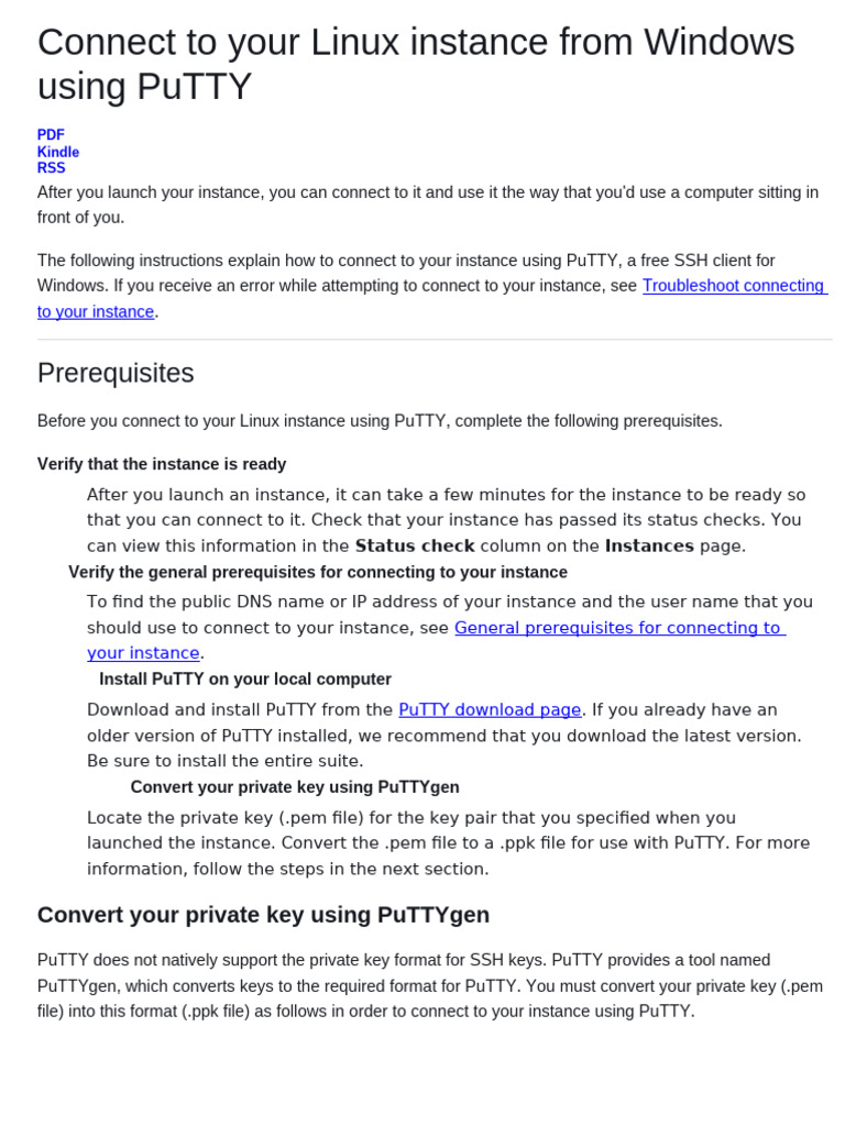 Connect To Your Linux Instance From Windows Using PuTTY | PDF | I Pv6 | Computing
