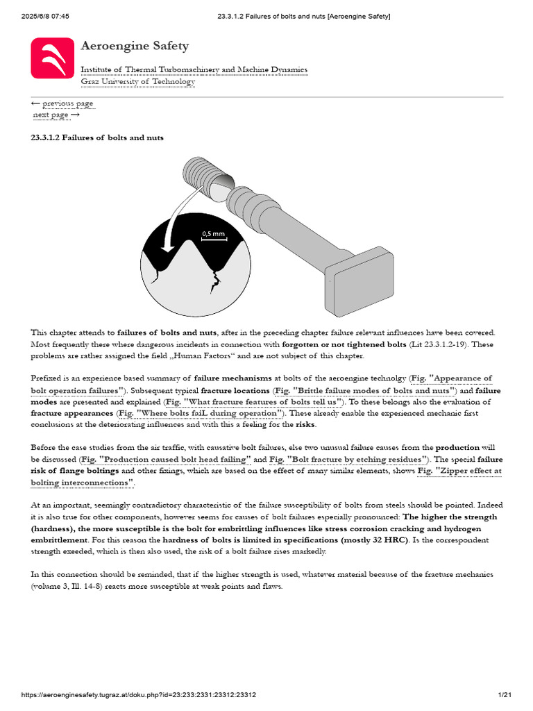 Bolt and Nut Failure Mechanisms in Aeroengines | PDF | Fracture ...