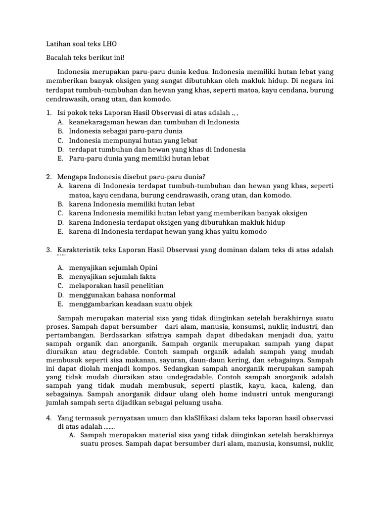 Latihan Soal Lho | PDF