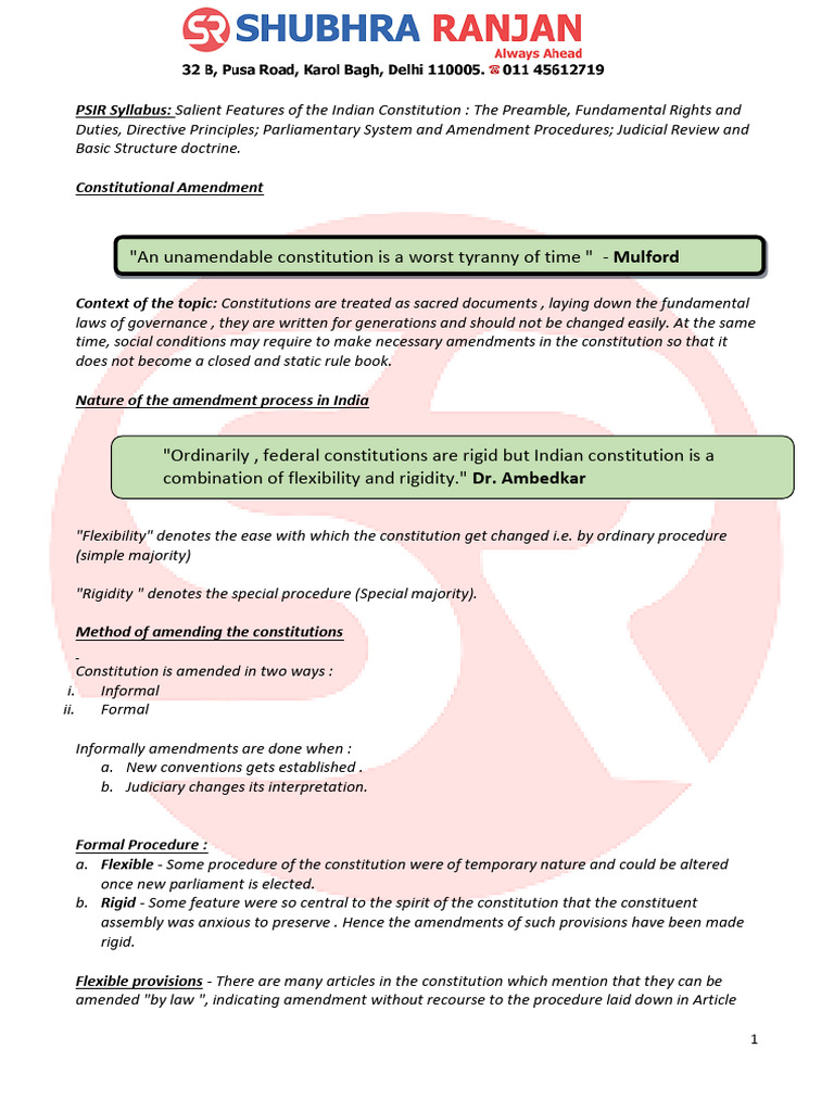 Basic Structure, Judicial Review, Amendments | PDF | Political Charters ...