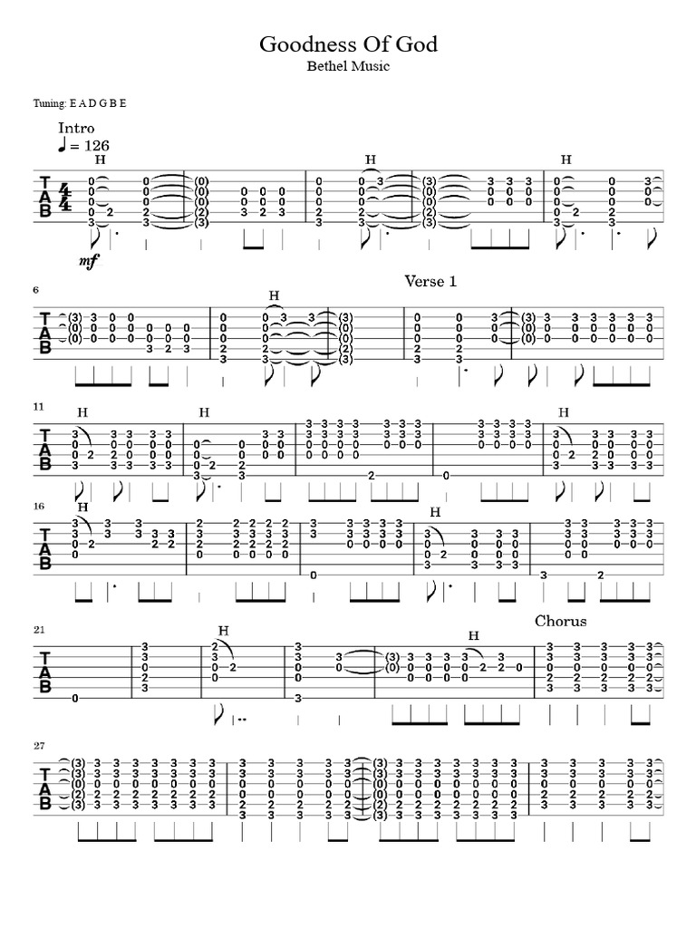 Goodness of God Tabs | PDF