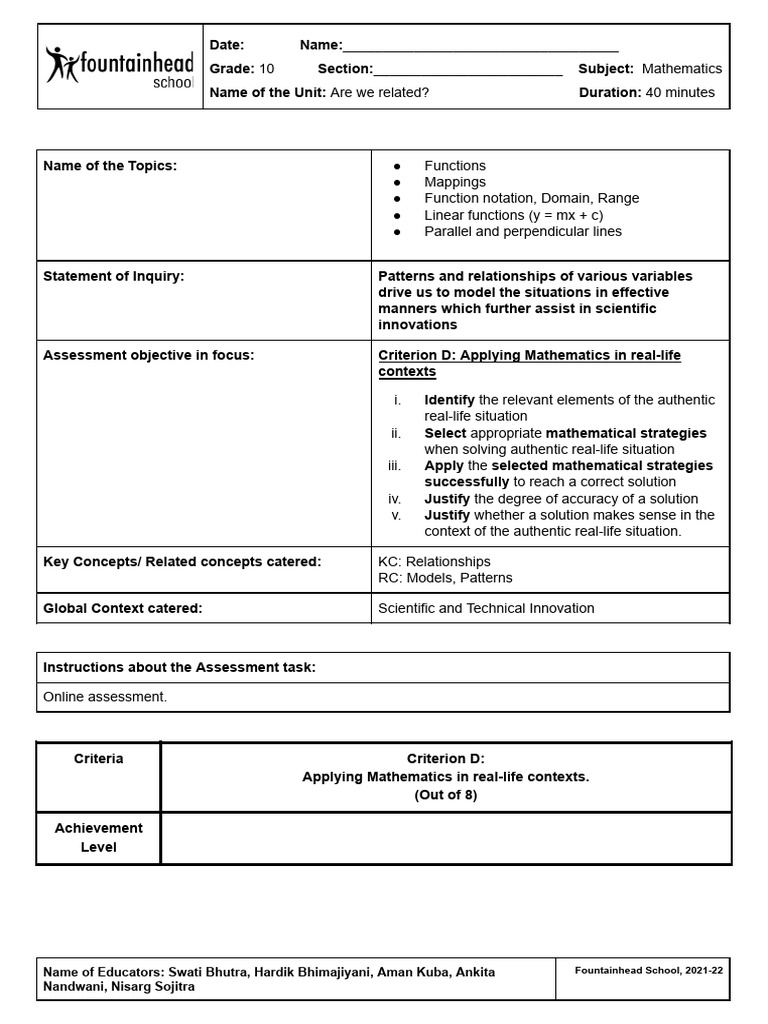Ms Fa Functions Crit D 2021-22 | PDF | Mathematics | Function (Mathematics)