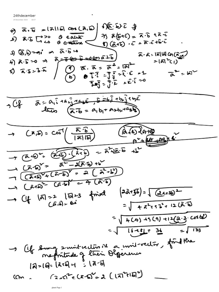 Vectors and 3D Notes | PDF