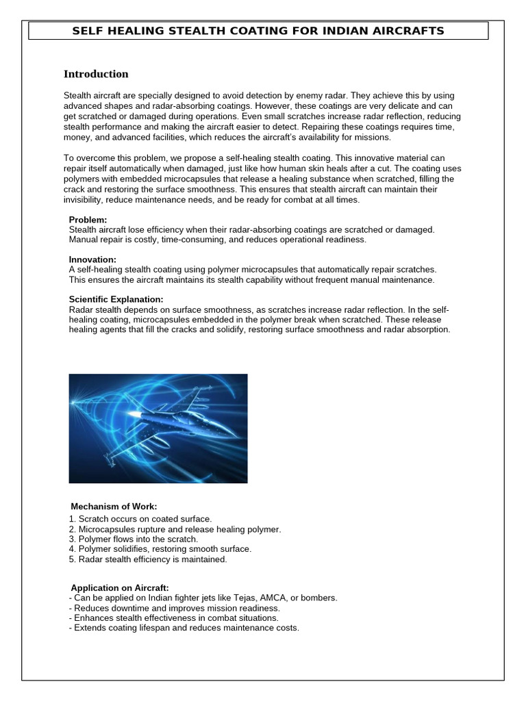 Self-Healing Coating for Stealth Aircraft | PDF | Materials Science ...
