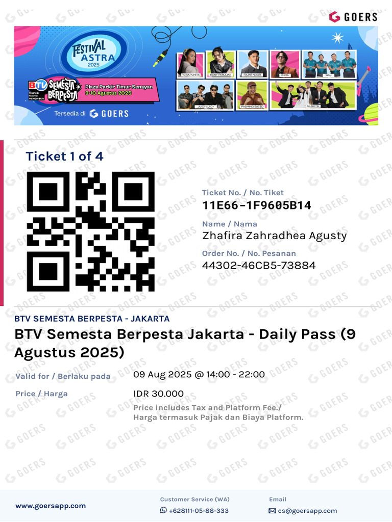 [Event Ticket] BTV Semesta Berpesta Jakarta - Daily Pass (9 Agustus ...