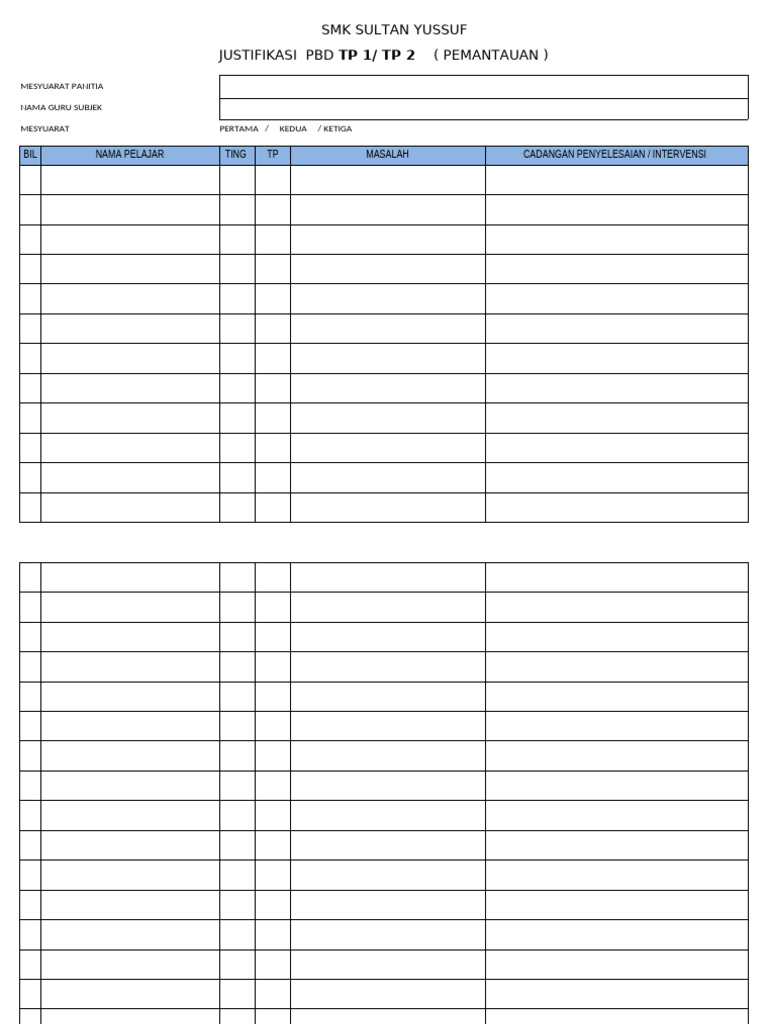 Borang Justifikasi Tp 1 Dan 2 (2) | PDF