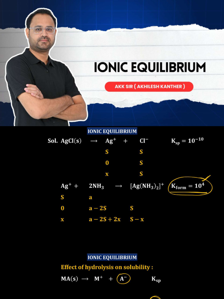 Ionic Equilibrium - L-13 (Class Notes) - Effect of Hydrolysis and ...