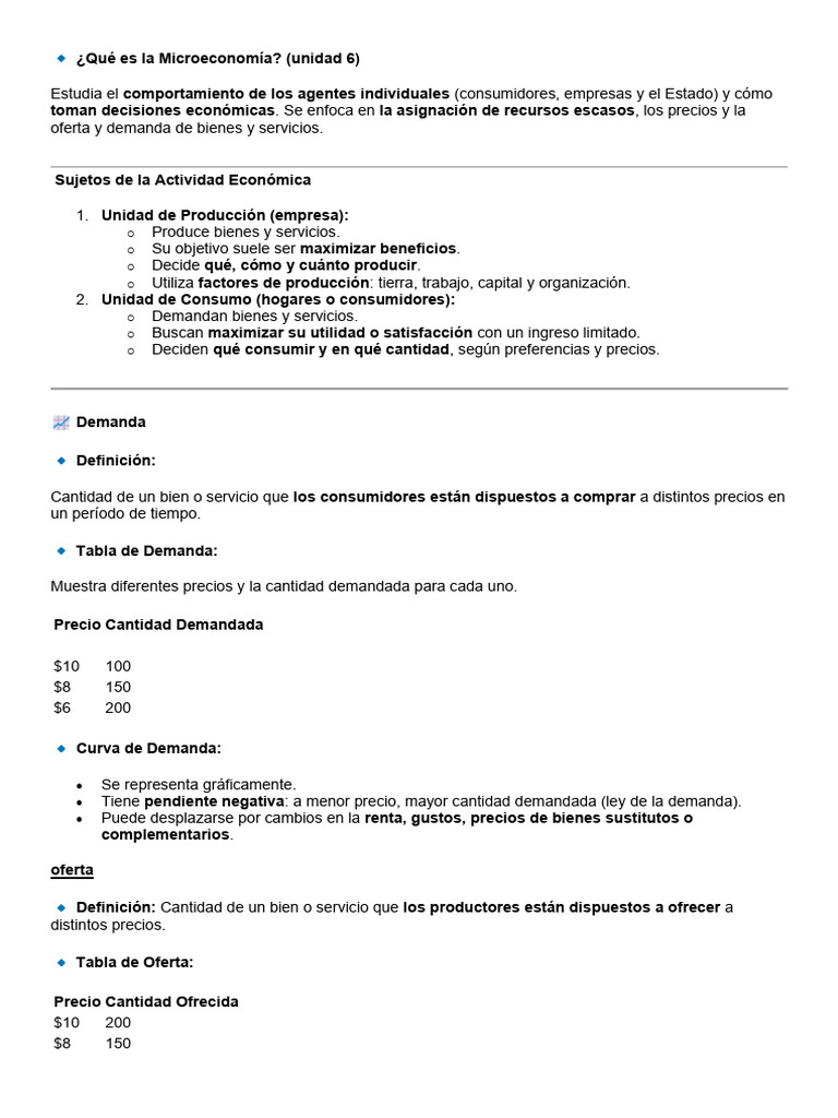 Introducción a la Microeconomía | PDF | Mercado (economía) | Oferta ...