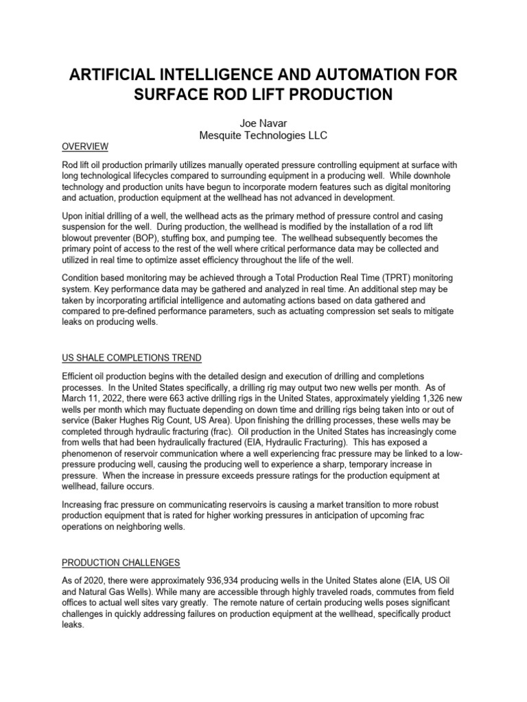 AI-Driven Automation in Rod Lift Production | PDF | Oil Well