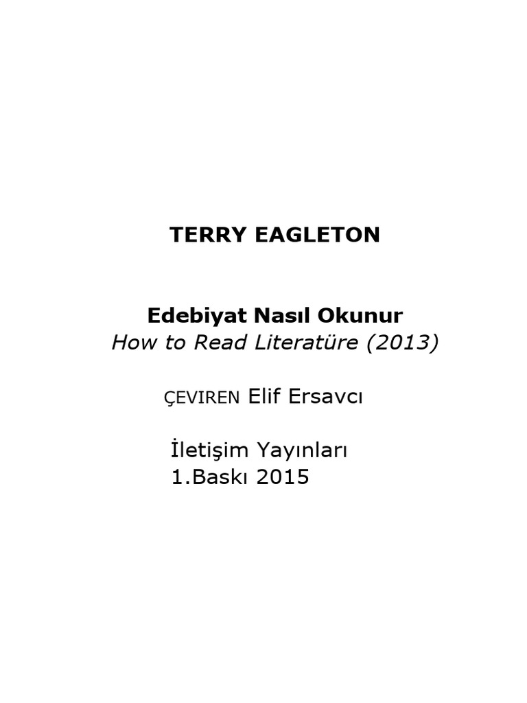 Terry Eagleton - Edebiyat Nasıl Okunur | PDF