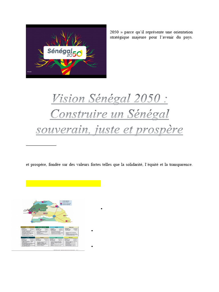 Vision Sénégal 2050 : Stratégies de transformation | PDF ...