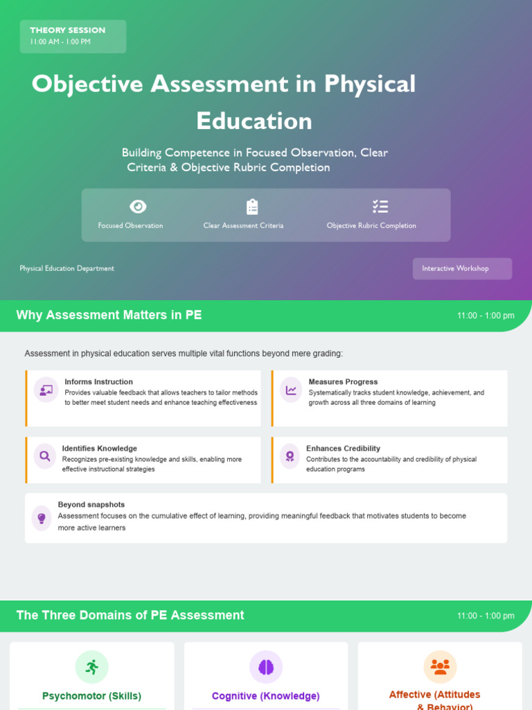Objective Assessment in PE Workshop | PDF | Educational Assessment ...