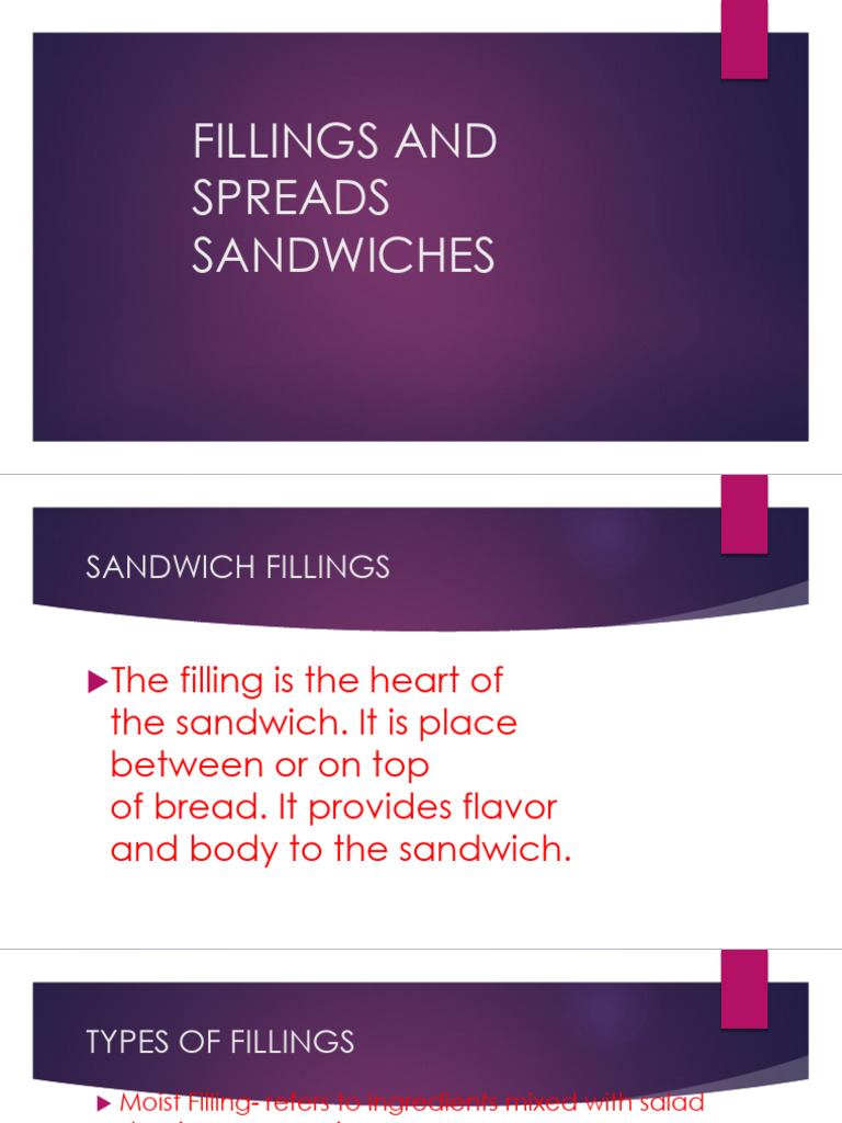 Sandwich Fillings and Spreads Guide | PDF | Salad | Bacon