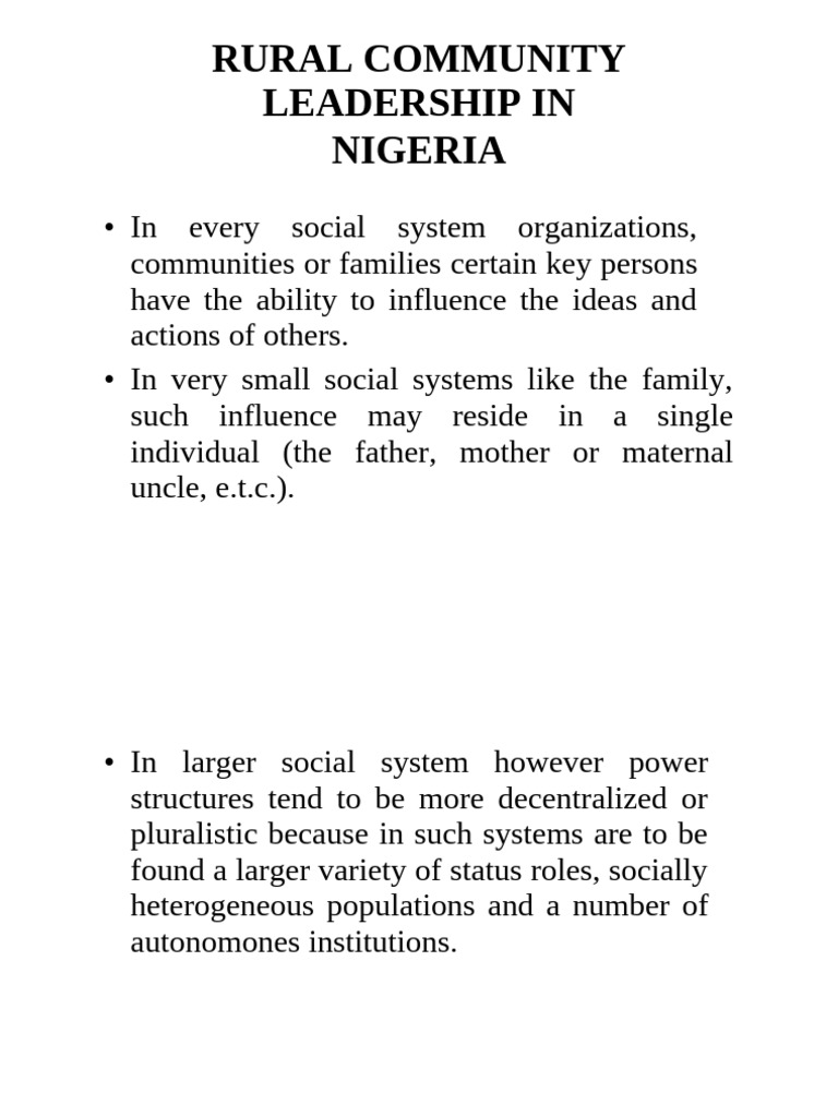Leadership Dynamics in Rural Nigeria | PDF | Leadership | Charisma